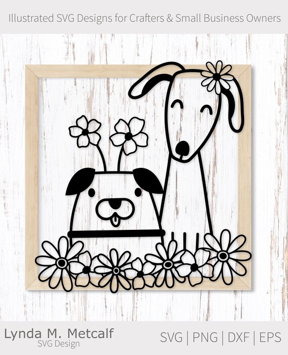 Flower Dogs Svg Cut File. Flower Svg File. Dog Floral Svg. | Etsy