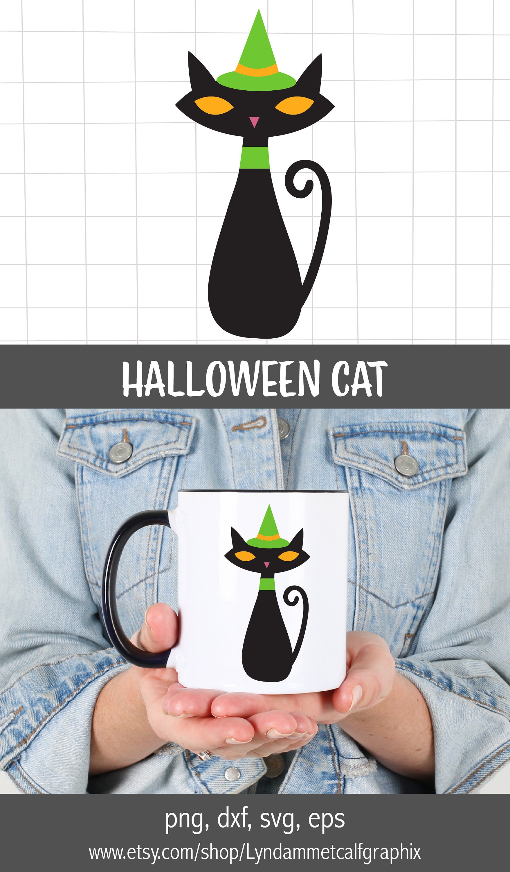 Halloween Witch Cat SVG File for Cricut and Silhouette | Etsy