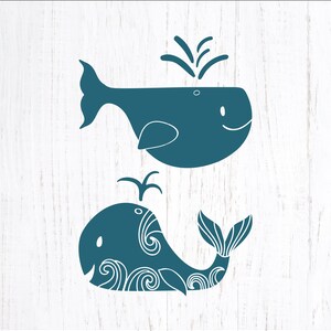 Whales Svg Cut Files. Cute Whales Png Clipart Designs. Happy Ocean ...