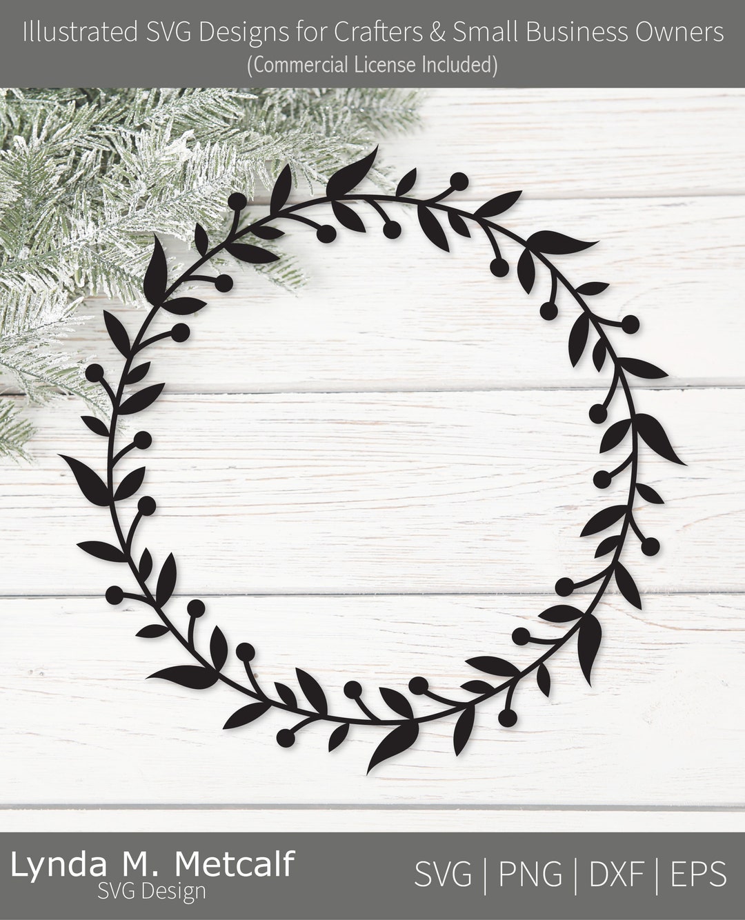 Berry Wreath Svg. Holiday Wreath Png Clipart. Vine Leaf and Berry ...