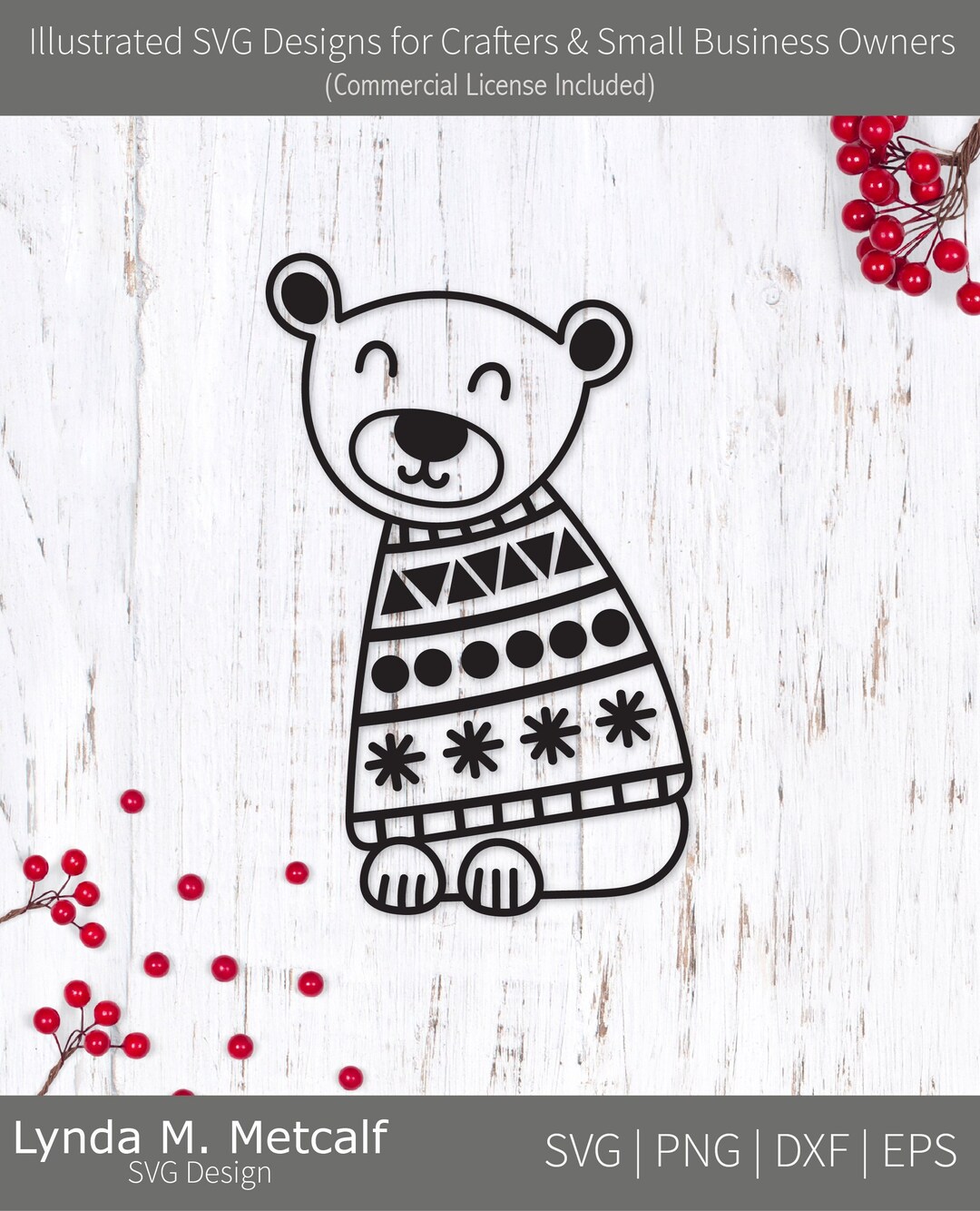 Winter Polar Bear SVG, Holiday Polar Bear Svg, Bear in Sweater Svg ...