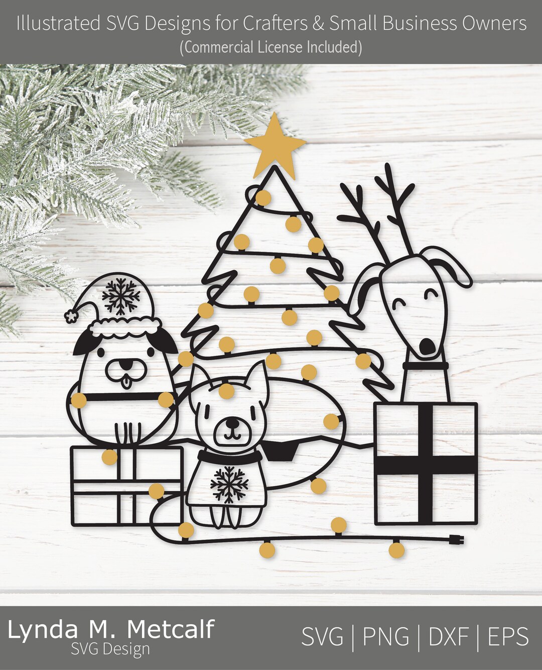 Christmas Tree Dogs Svg. Dogs With Presents Png Clipart. Holiday Dogs ...