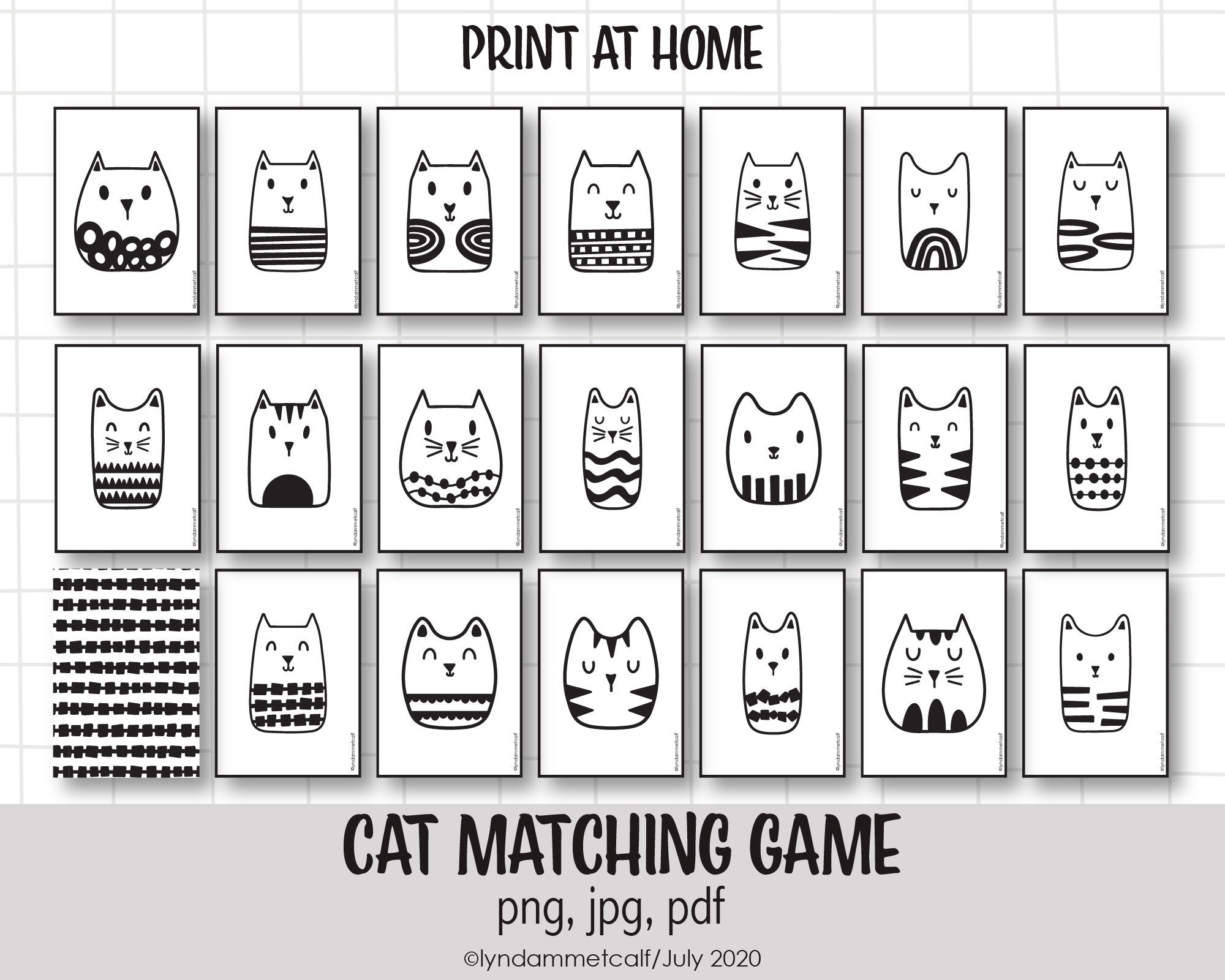 Cats Printable Matching Game Print at Home Memory Game | Etsy