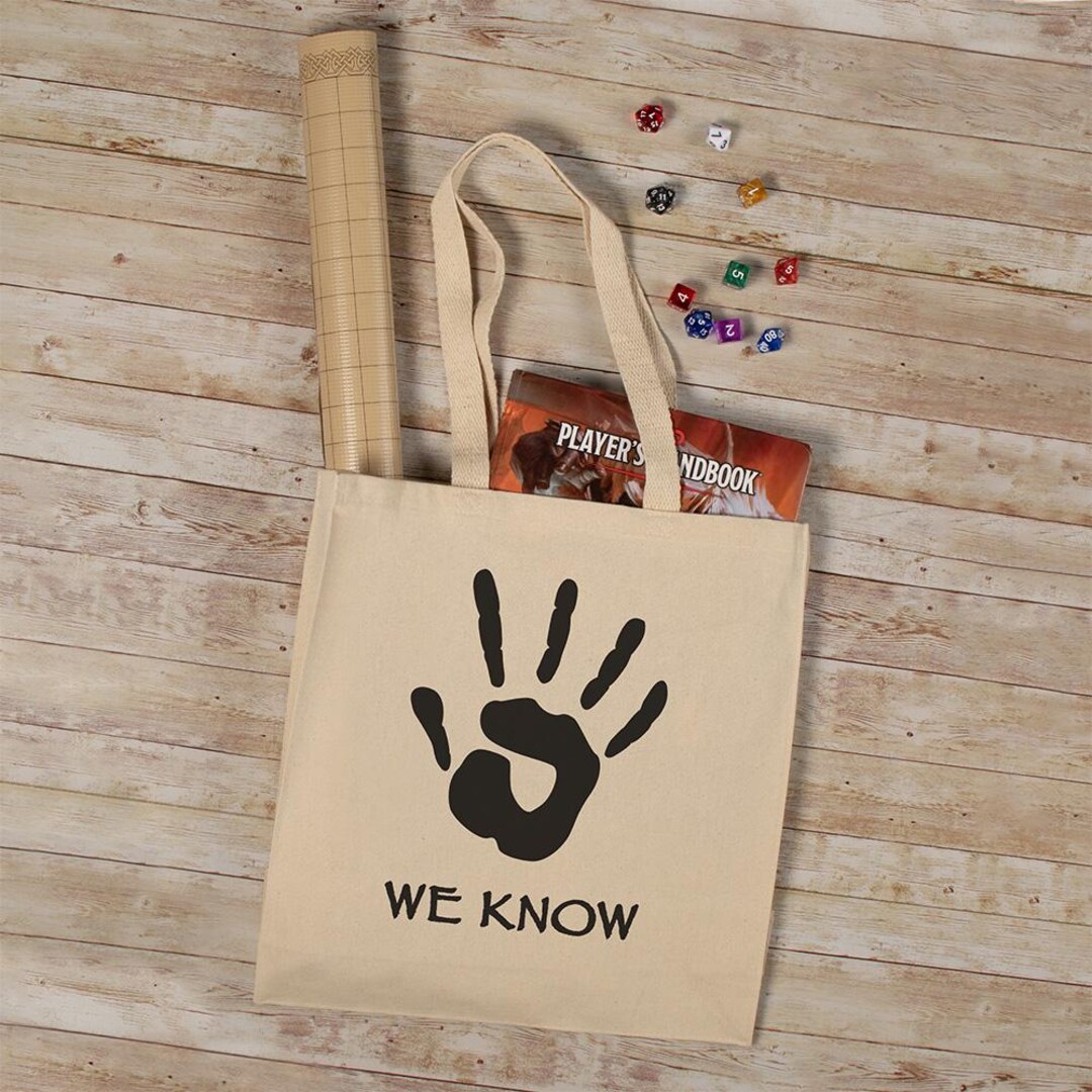 We Know Handprint Canvas Tote Bag, 14'' Wide Gusseted Shopping Bag ...