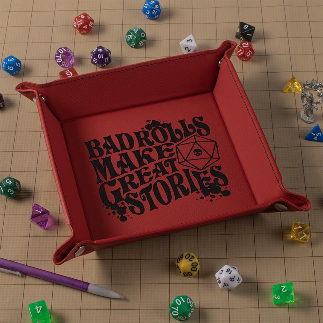 Bad Rolls Make Great Stories Dice Tray, Leatherette Gaming Dice Tray ...
