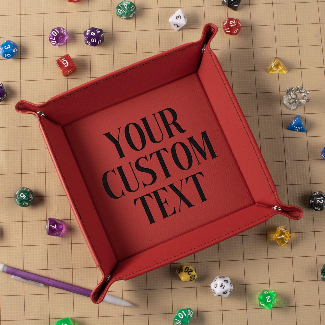 Your Custom Text Dice Tray, Laser Engraved Leatherette Gaming Tray ...