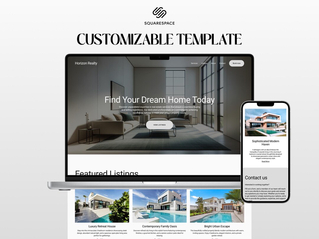 Real Estate Squarespace 7.1 Website Template: Property Listings ...