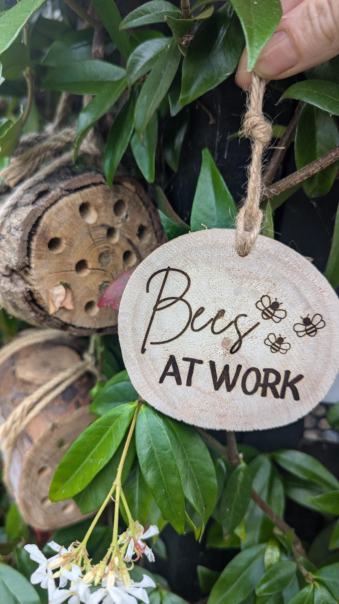 Bees at Work Sign - Natural Rustic Wood Slice Plaque | Gift | Friend ...