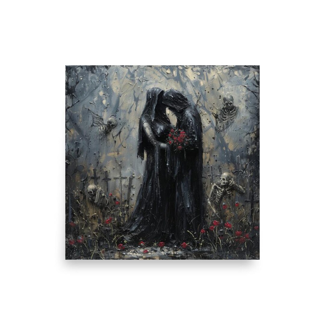 Grim Reaper With Lover Art Poster Print Dark Lovers Goth - Etsy