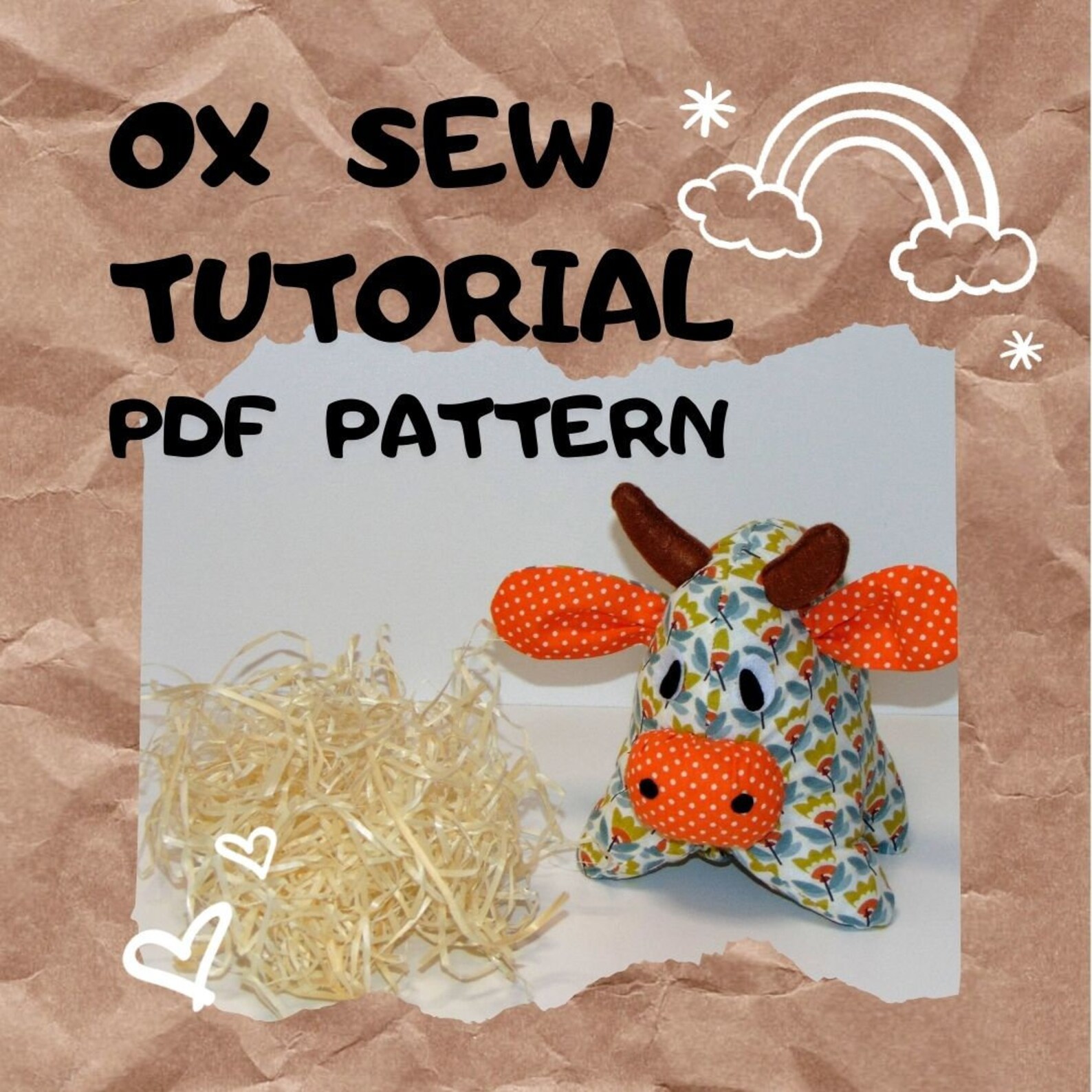 How to Sew a Cow, Plushy Bull Tutorial, Ox Sewing Toy PDF, Stuffed Calf ...