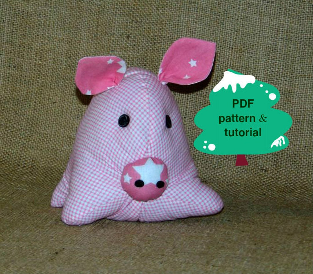 How to Sew Pig - Easy Pattern, Stuffed Pink Pig Toy Pattern - PDF Pig ...