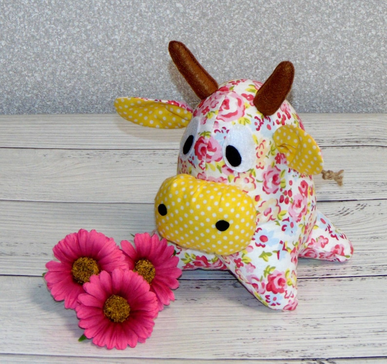 A Sew PATTERN Floral COW, Stuffed Calf Pattern, Sewing Cow PDF, Ox ...