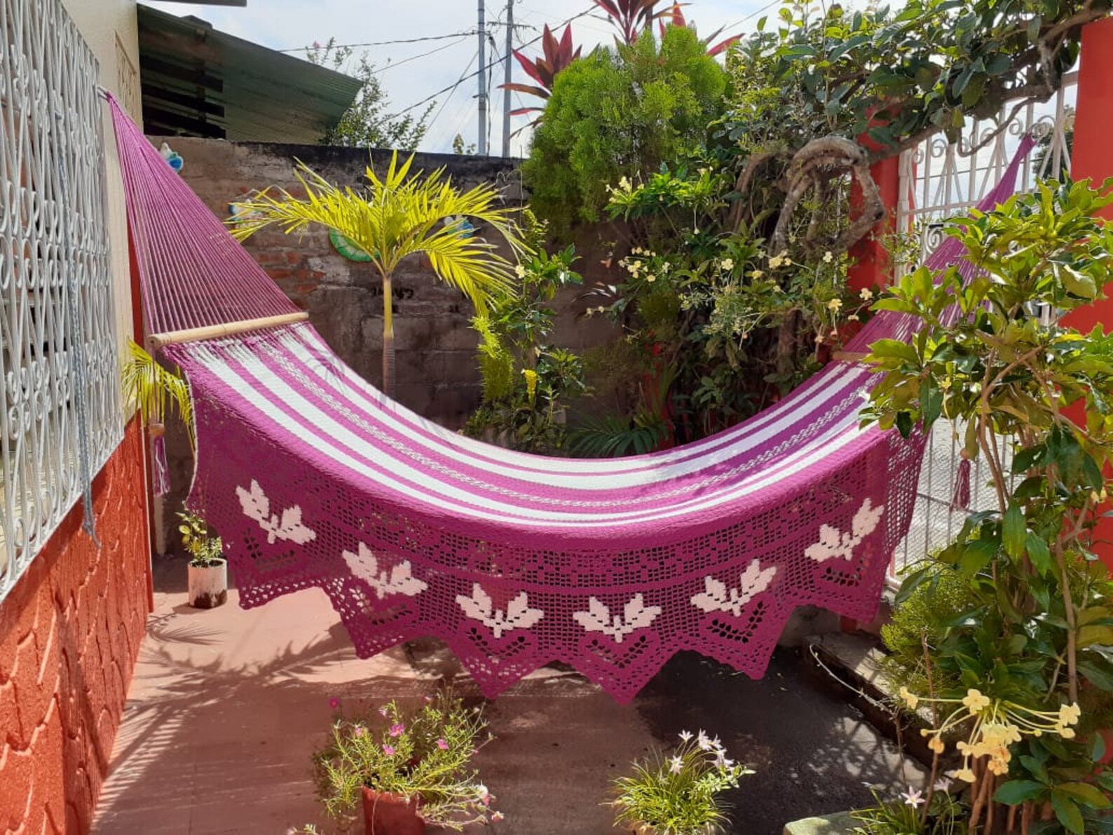 Pink and White Hammock With Flowers Design - Etsy