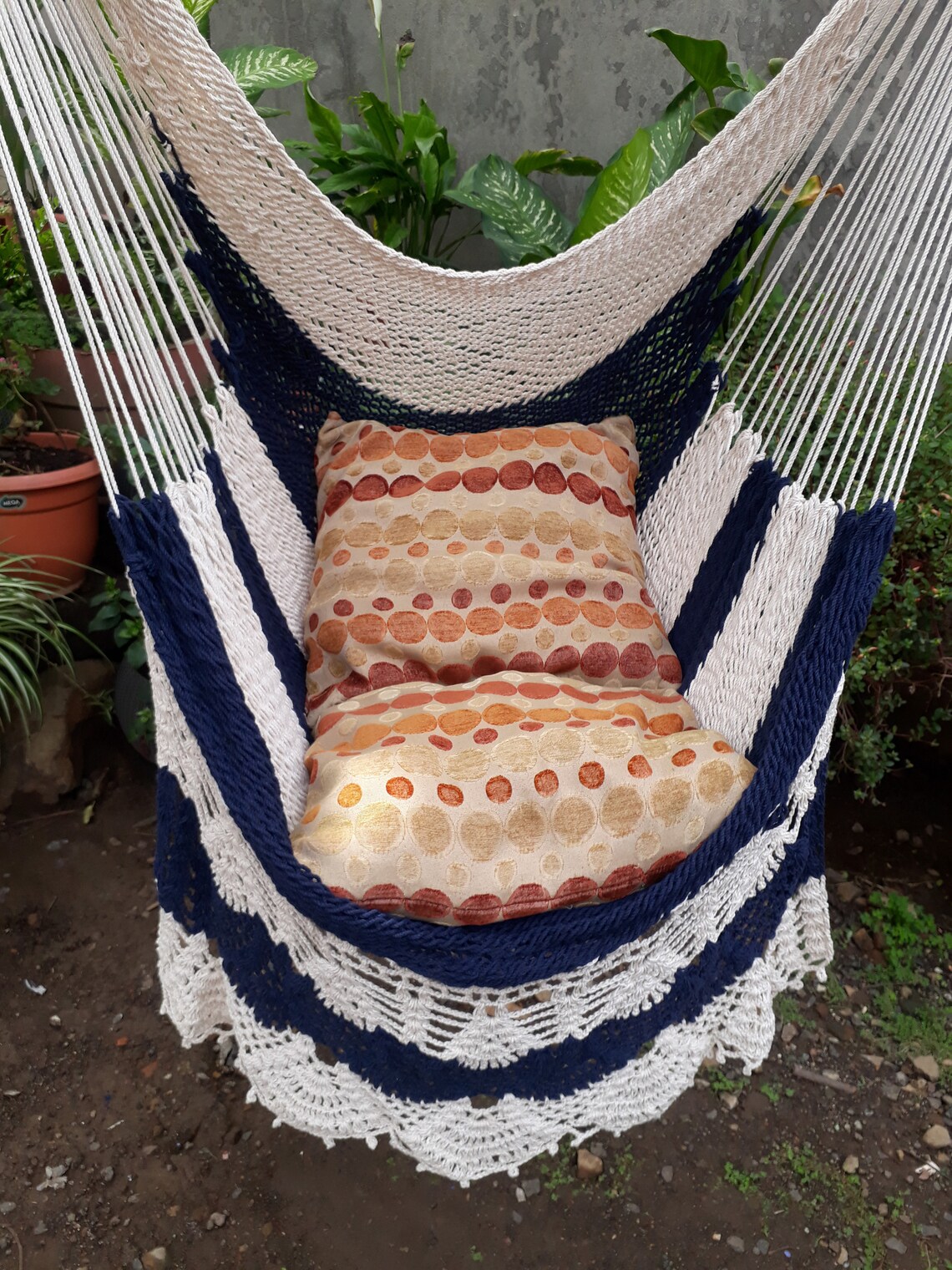 Blue and White Beautiful Swing of Cotton and Wood | Etsy