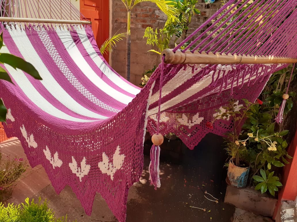 Pink and White hammock with flowers design | Etsy