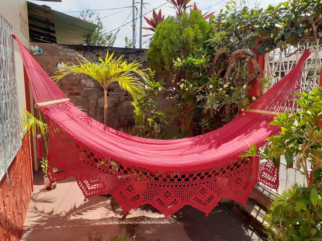 Family Red Hammock With Beautiful Lace - Etsy