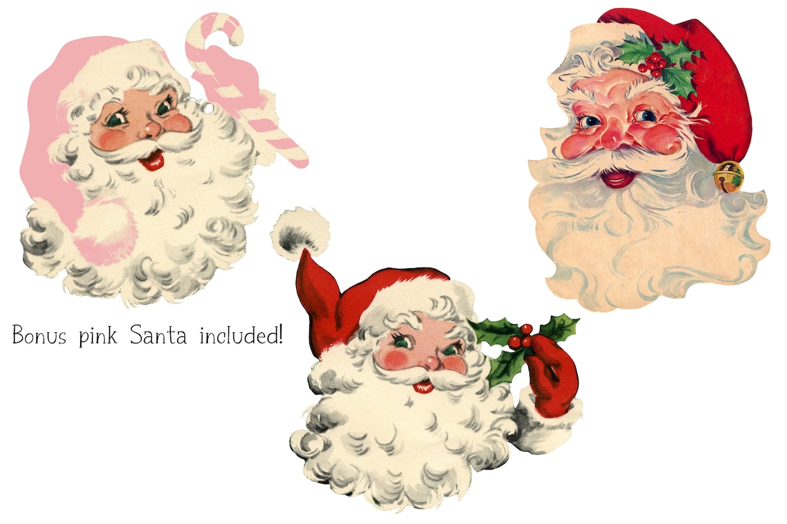 Vintage Santa Clipart Vintage Christmas Clipart Retro Santa - Etsy