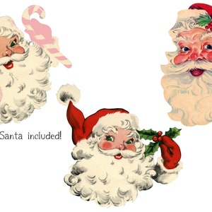 Vintage Santa Clipart, Vintage Christmas Clipart, Retro Santa Png ...