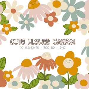 Daisy Clipart, Cute Flower Clipart, Kawaii Flower Clipart, Daisy Clip ...