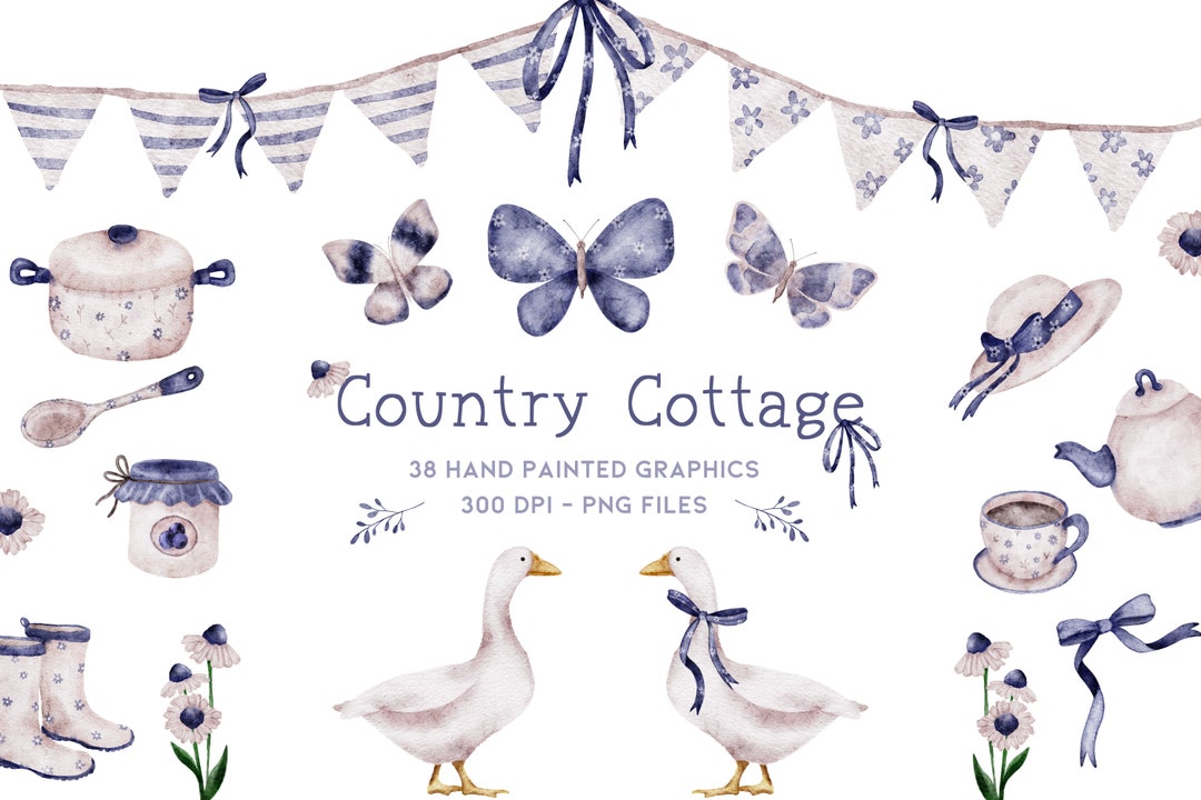 Cottage Core Clipart, Watercolor Goose Clipart, Farm Clipart, Kitchen ...