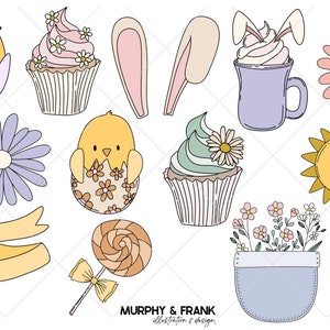 Spring Clipart, Easter Clipart, Groovy Clipart, Retro Clipart, Easter ...