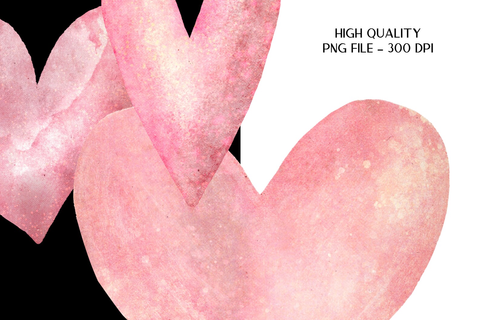 Watercolor Heart Clipart, Pink Vintage Hearts Clip Art, Valentines Day ...