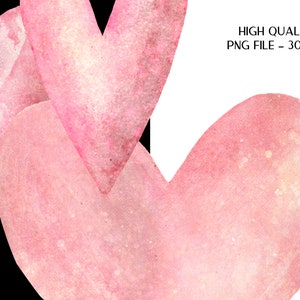Watercolor Heart Clipart, Pink Vintage Hearts Clip Art, Valentines Day ...