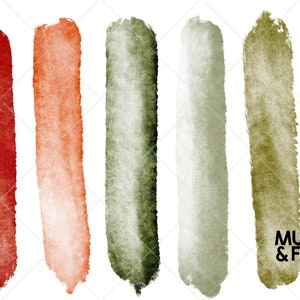 Brush Strokes Clipart, Fall Watercolor Clipart, Border Clipart, Planner ...