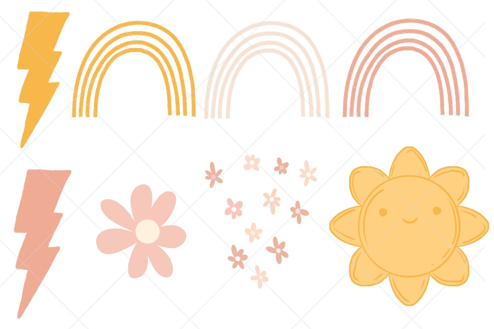 Boho Rainbow Clipart Retro Clipart Bundle Daisy Clipart - Etsy Canada