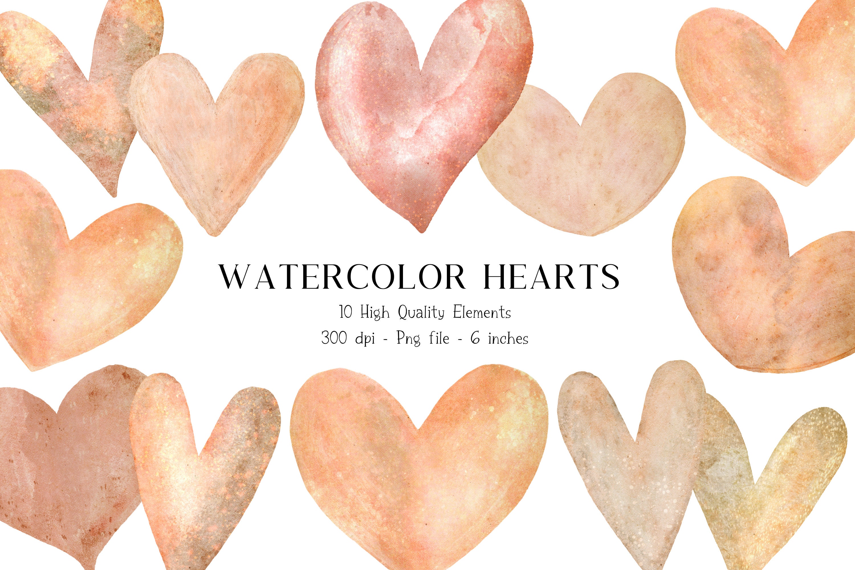 Watercolor Clipart, Hearts Clipart, Hearts Clip Art, Wedding Clipart ...