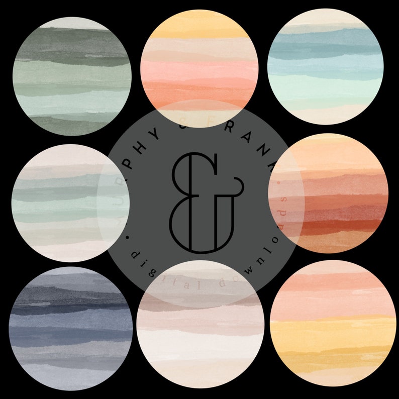 Retro Sunset Png, Circle Sunset Clipart, Watercolor Circles, Clipart ...
