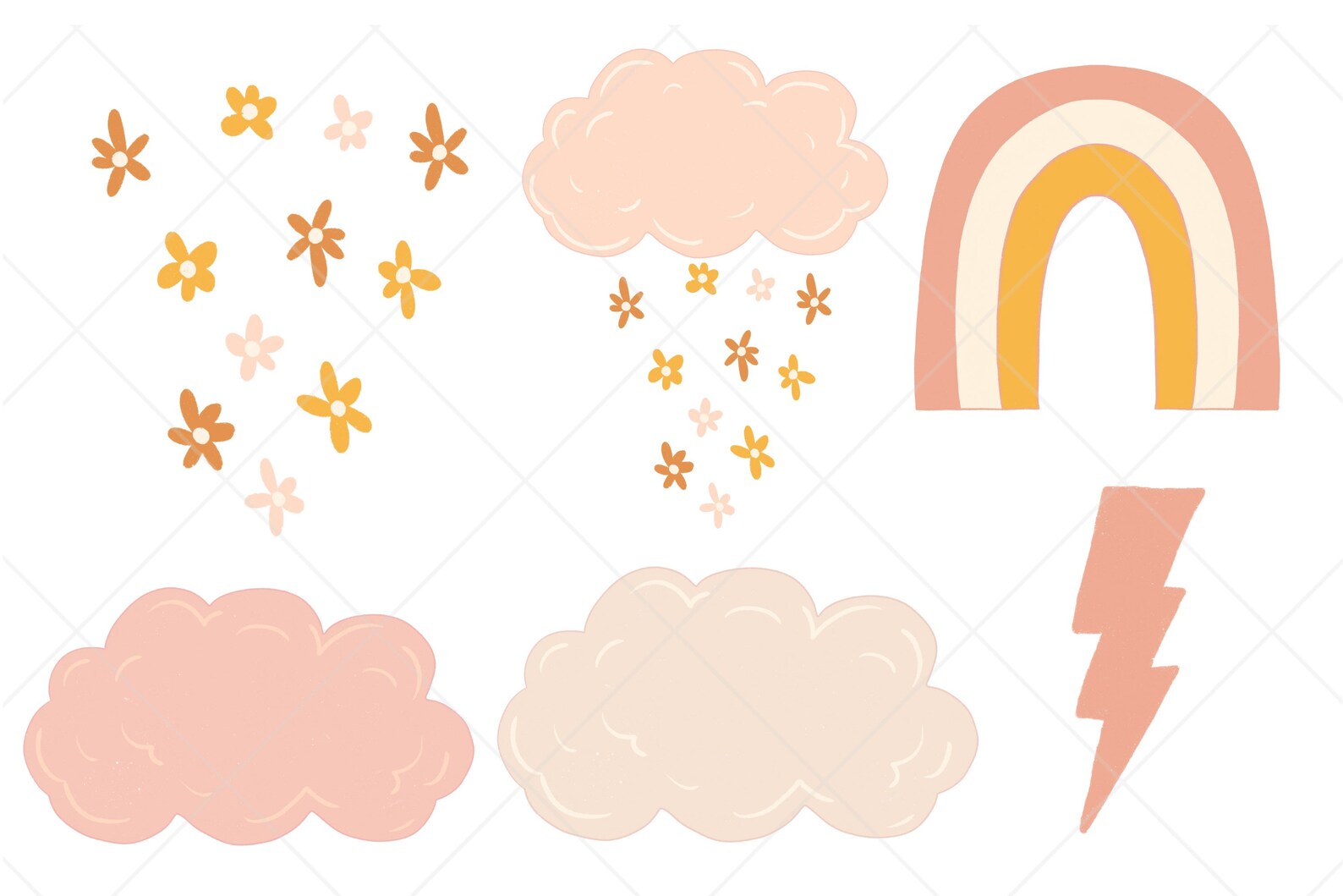 Boho Rainbow Clipart Retro Groovy Clipart Weather Clipart - Etsy