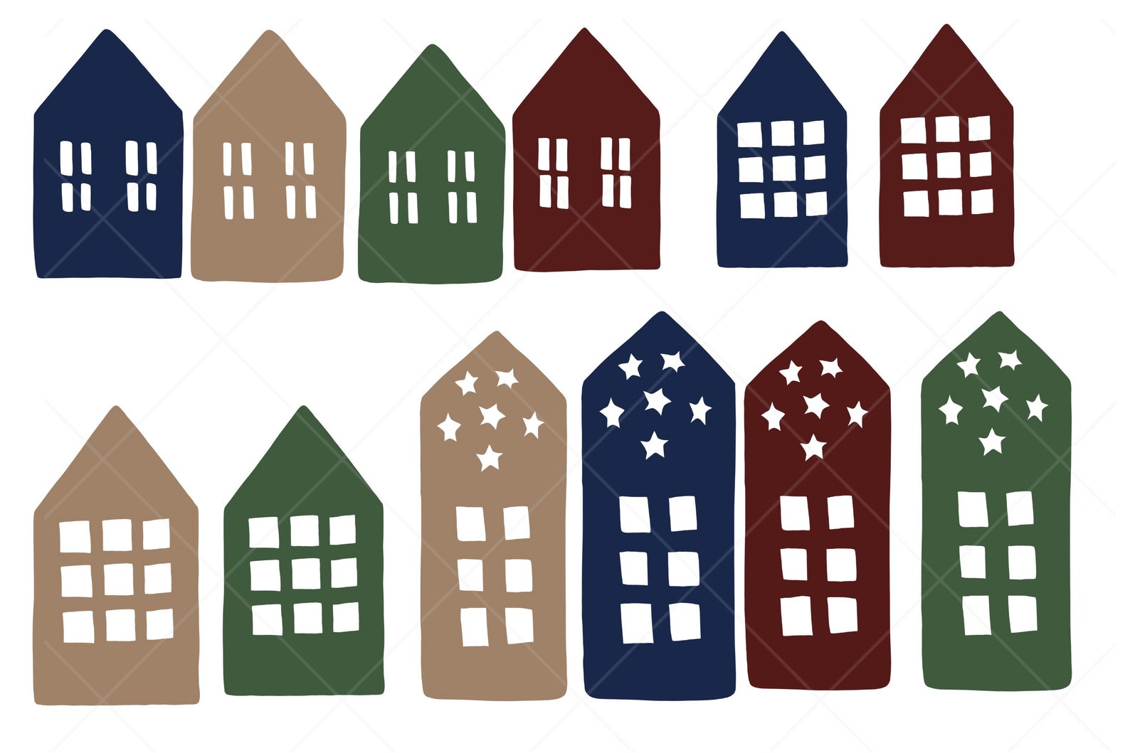 Winter Village Png, Scandinavian Christmas Png, Nordic Houses Clipart ...