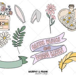 Spring Clipart, Easter Clipart, Groovy Clipart, Retro Clipart, Easter ...