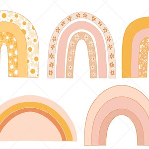 Boho Rainbow Clipart, Retro Clipart Bundle, Spring Clipart, Daisy ...