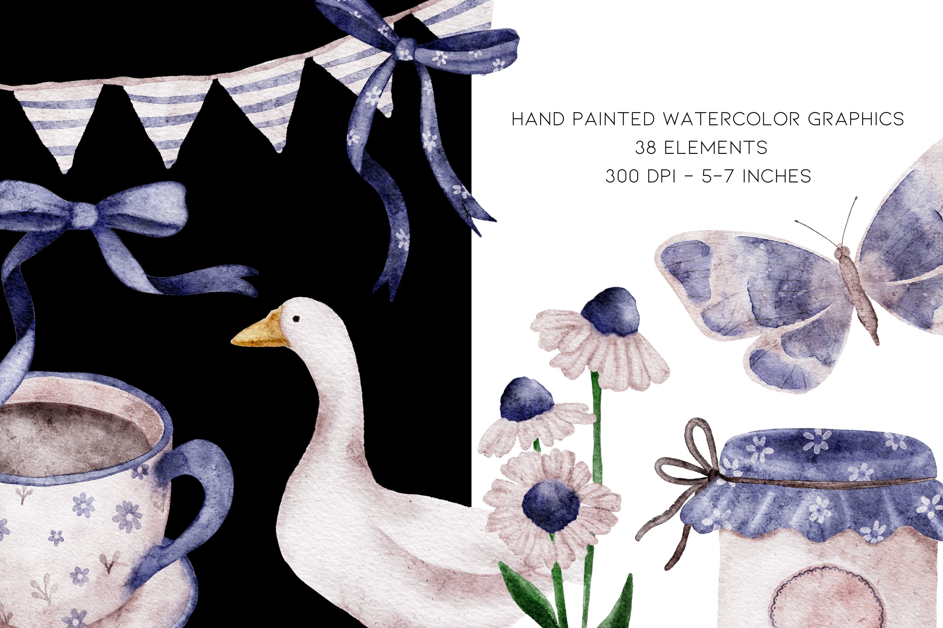 Cottage Core Clipart, Watercolor Goose Clipart, Farm Clipart, Kitchen ...