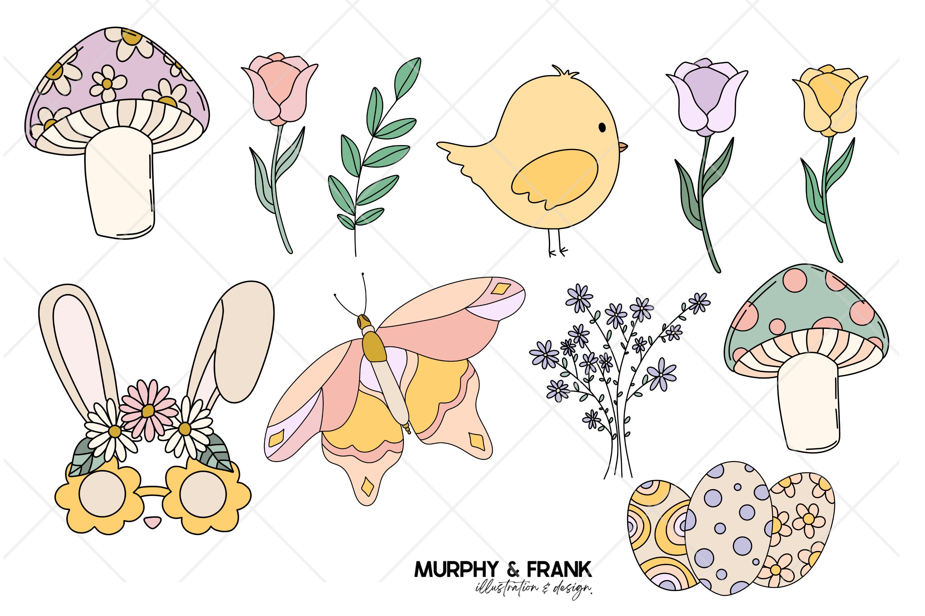 Spring Clipart Easter Clipart Groovy Clipart Retro Clipart - Etsy Australia