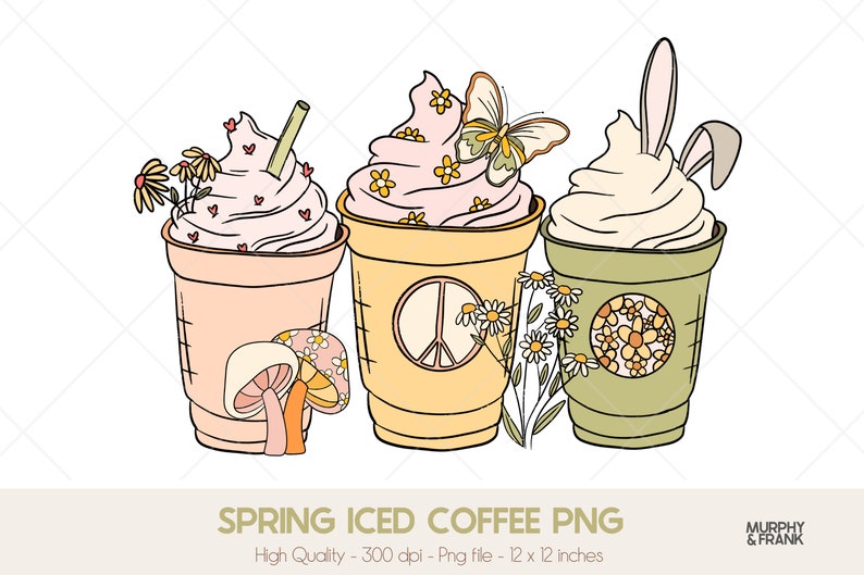 Spring Png, Iced Coffee Png, Latte Png, Spring Sublimation Designs ...
