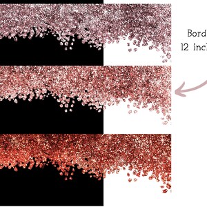 Glitter Borders Clipart, Glitter Confetti Border Overlay Png, Rose Gold ...