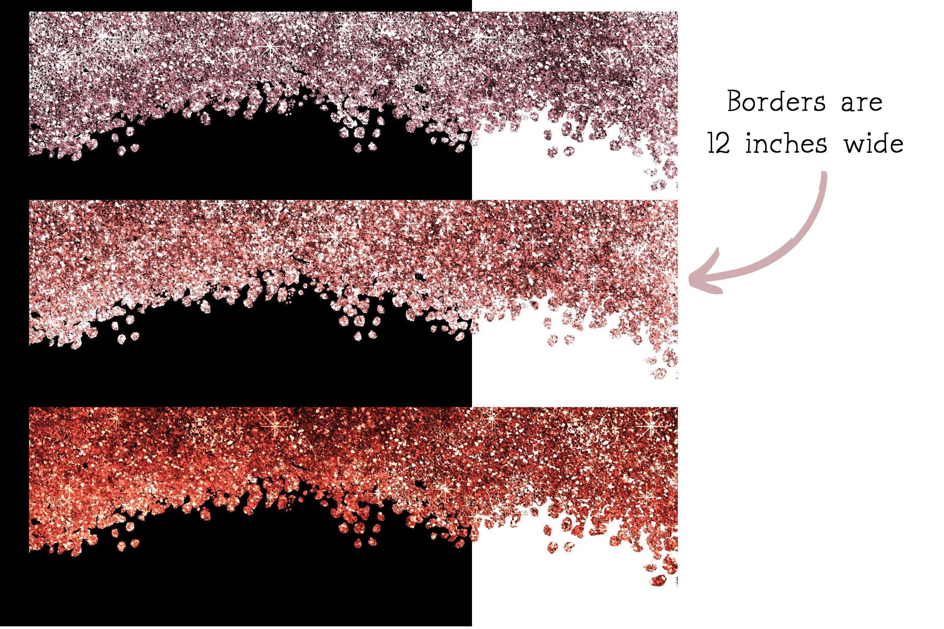 Glitter Borders Clipart, Glitter Confetti Border Overlay Png, Rose Gold ...