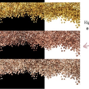 Glitter Borders Clipart, Glitter Confetti Border Overlay Png, Rose Gold ...