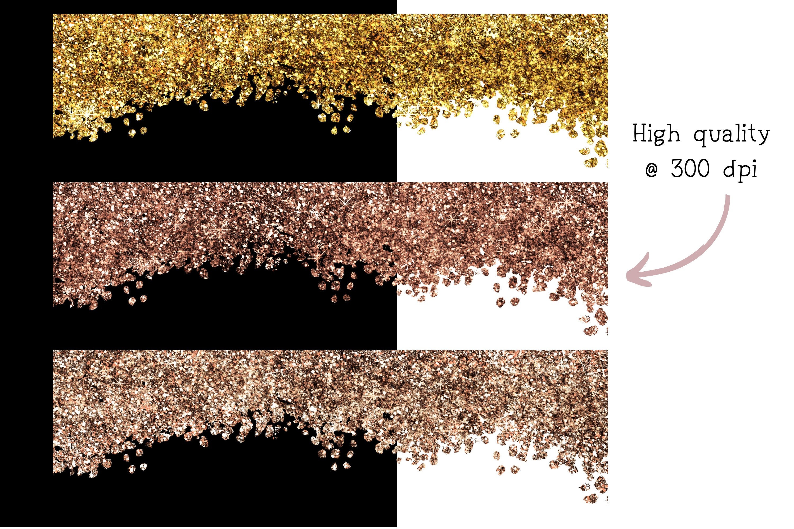 Glitter Borders Clipart, Glitter Confetti Border Overlay Png, Rose Gold ...