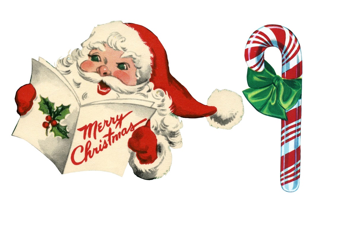 Vintage Santa Clipart, Vintage Christmas Clipart, Retro Santa Png ...