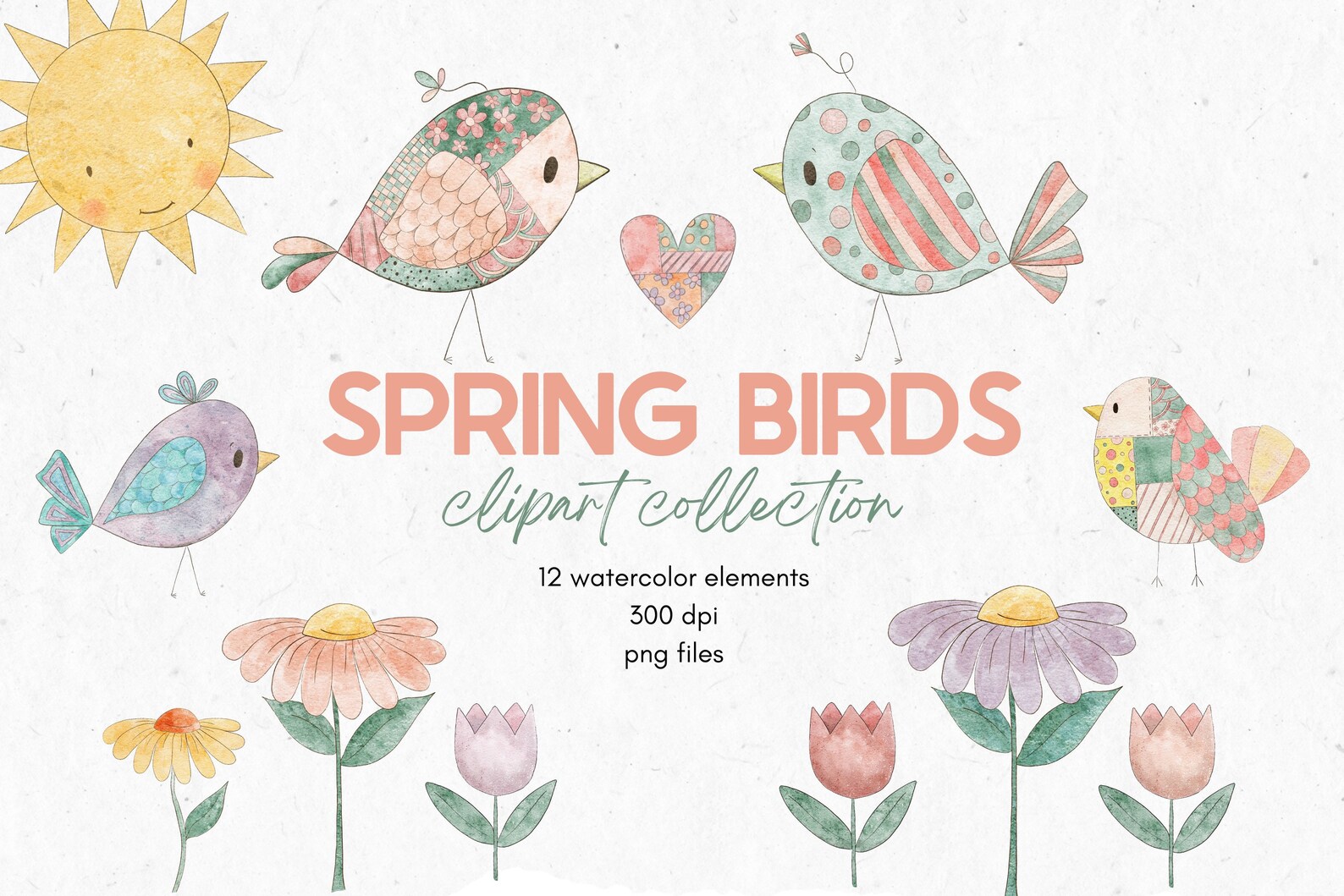 Birds Clipart, Summer Clipart, Cute Clipart Birds, Love Birds Clipart ...