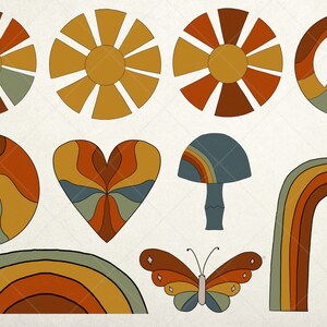 Boho Rainbow Clipart, Butterfly Clipart, Retro Clipart, Groovy Clipart ...