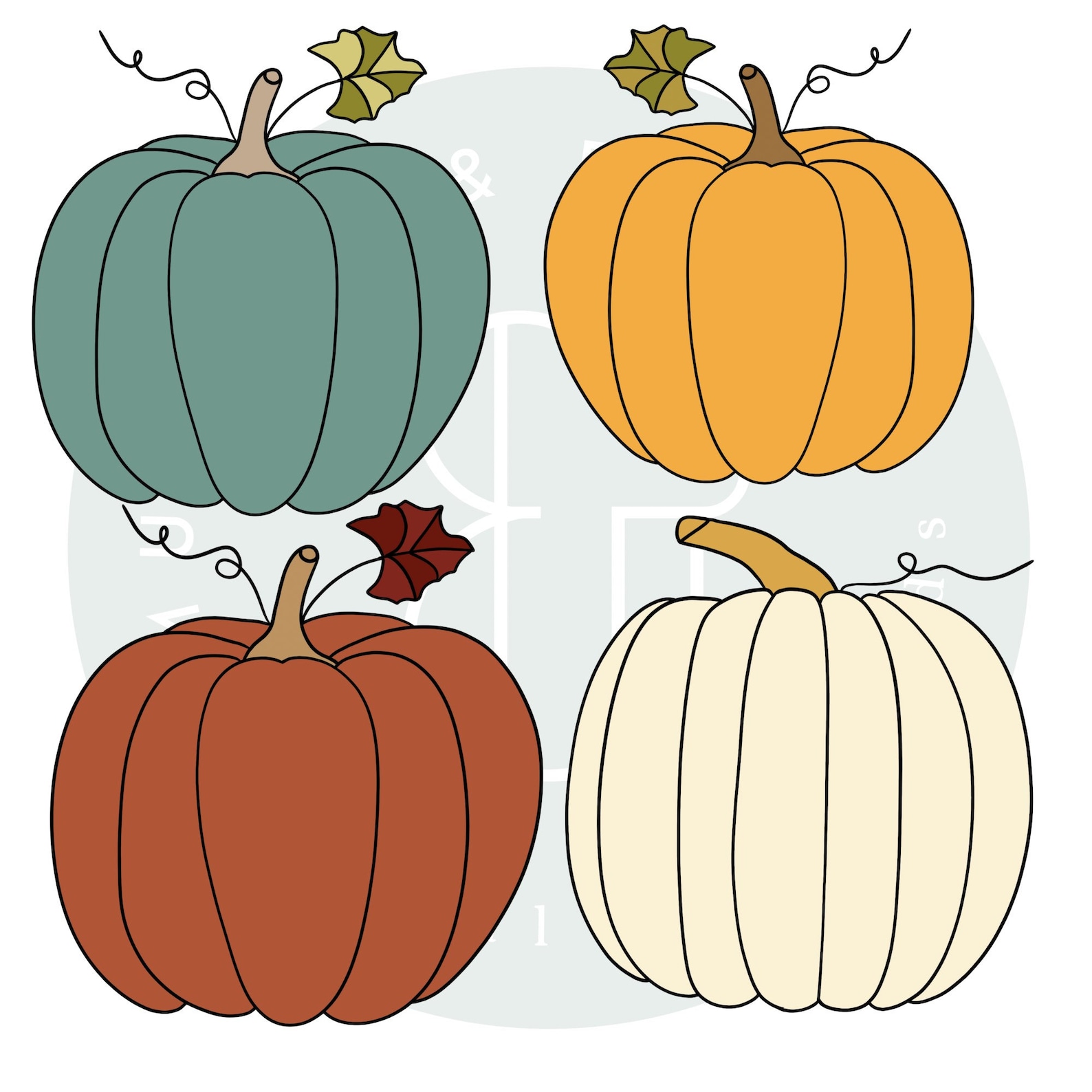 Fall Pumpkin Clipart, Autumn Clip Art Pumpkins, Pumpkin Bundle Png ...