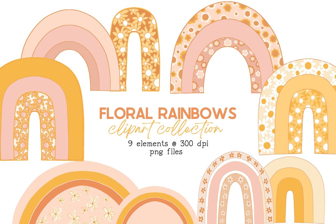 Boho Rainbow Clipart, Boho Rainbow Png, Boho Clipart, Pastel Rainbow ...