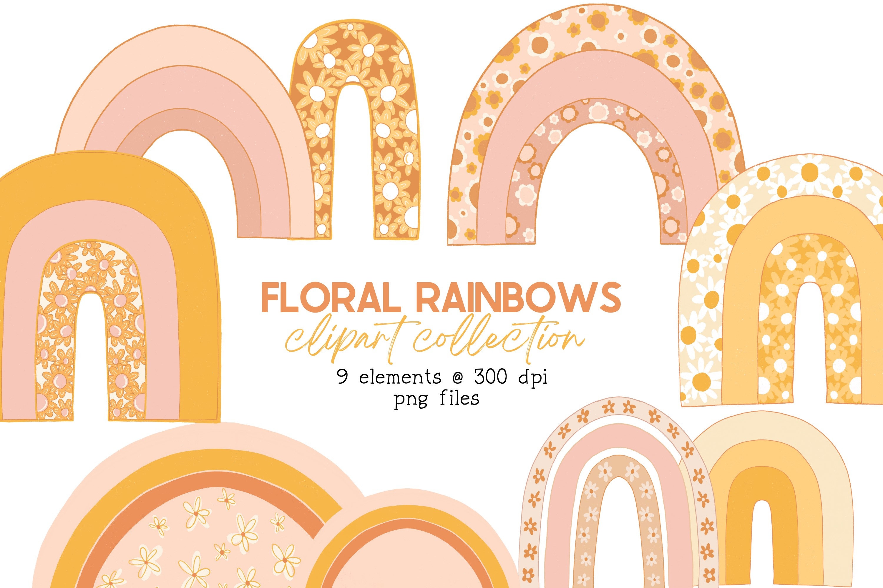 Boho Rainbow Clipart, Boho Rainbow Png, Boho Clipart, Pastel Rainbow ...
