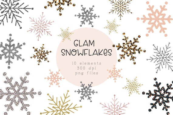 Snowflake Clipart Christmas Clipart Glitter Snowflakes Png - Etsy