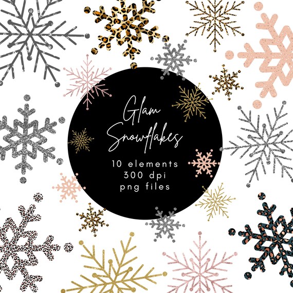 Snowflake Clipart Christmas Clipart Glitter Snowflakes Png | Etsy